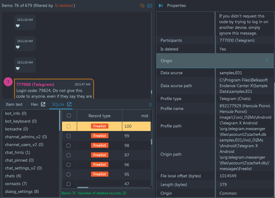 SQLite Forensics with Belkasoft X